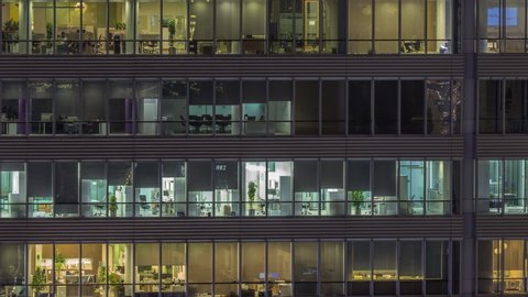 Windows Office Buildings Night Timelapse Light Stock Footage Video (100 ...