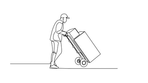 Animation One Line Drawing Delivery Man Stock Footage Video (100% ...