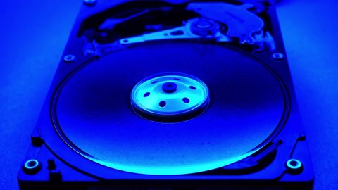 Disassembled Hard Disk Drive Dark Blue Stock Footage Video (100% ...