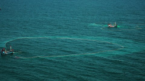 Fishing Vessels Ocean Catching Fish Trawling Stock Footage Video (100% ...