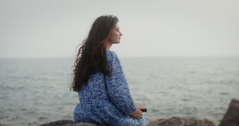 Beautiful Young Woman Closed Book Her Stock Footage Video (100% Royalty ...