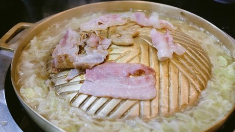 Thai Style Barbecue Mookata Raw Meat Stock Footage Video (100% Royalty ...