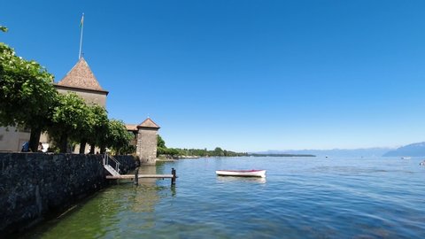 Rolle Castle By Geneva Lake Beautiful Stock Footage Video (100% Royalty ...