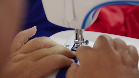 Using Sewing Machine Tailoring Handmade Clothes Stock Footage Video ...