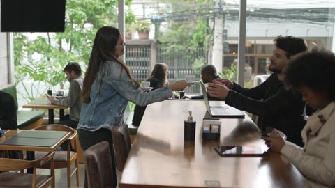 Group People Sitting Inside Coffee Shop Stock Footage Video (100% ...