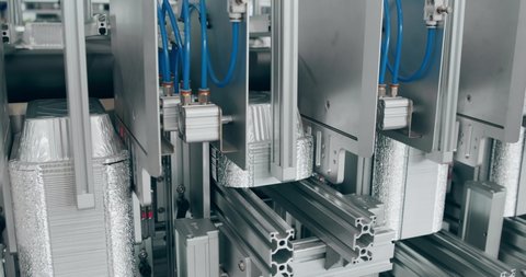 Production Foil Food Trays On Factory Stock Footage Video (100% Royalty ...