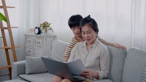 4k Asian Single Mom Sitting On Stock Footage Video (100% Royalty-free ...