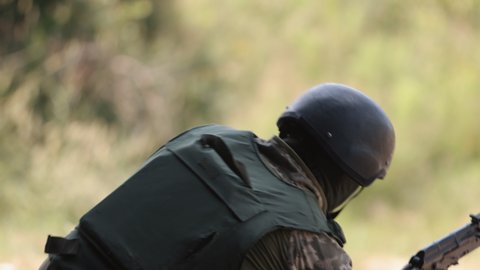 Armed Military Man Unloading Machine Gun Stock Footage Video (100% ...