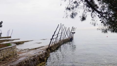Coast Simple Pier Made Natural Stone Stock Footage Video (100% Royalty ...