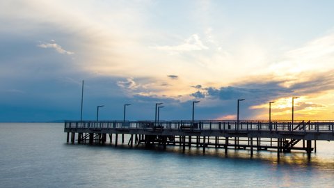 Side View Old Empty Small Pier Stock Footage Video (100% Royalty-free ...