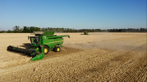 John Deere Harvester Works Field Combine Stock Footage Video (100% ...