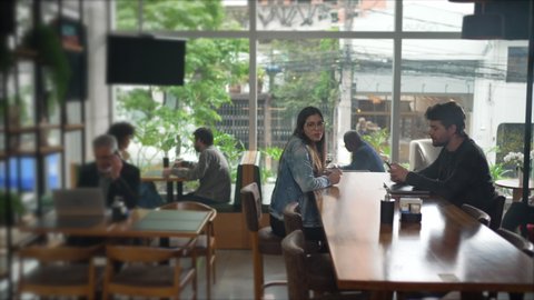 Interior Coffee Shop Place People Cafe Stock Footage Video (100% ...