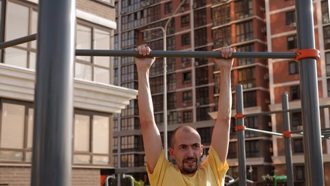 Thin Weak Man Trying Pull Himself Stock Footage Video (100% Royalty ...