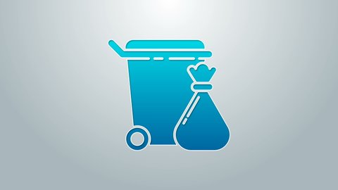 Blue Line Trash Can Garbage Bag Stock Footage Video (100% Royalty-free ...