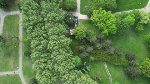 Aerial Greenery Public Park Weekend Activity Stock Footage Video (100% ...