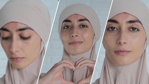 Collage Beautiful Model Arab Appearance Traditional Stock Footage Video ...