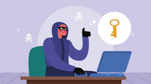 Hacker Laptop Cyber Fraud Animation 4k Stock Footage Video (100% ...