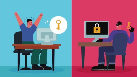 Hacker Attacking Man Cyber Fraud Animation Stock Footage Video (100% ...