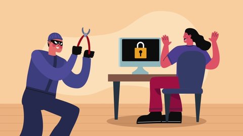 Hacker Cyber Fraud Animation 4k Video Stock Footage Video (100% Royalty ...