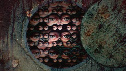 Creepy Eyes Manhole Blood Underground Weird Stock Footage Video (100% ...