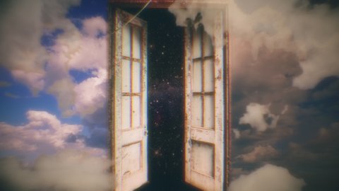 Space Door Open Over Cloudy Sky Stock Footage Video (100% Royalty-free ...