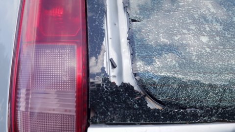 Broken Rear Window Car During Accident Stock Footage Video (100% ...