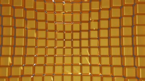 Abstract Visualization Golden Cubes Grid Wave Stock Footage Video (100% ...