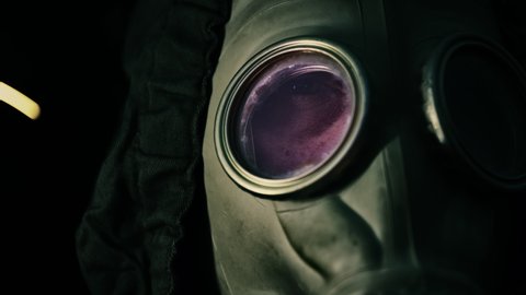 Creepy Gas Mask Mysterious Eyes Extreme Stock Footage Video (100% ...