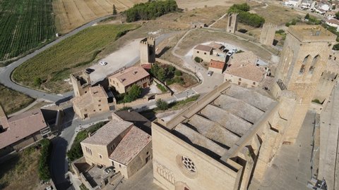 9 Crenelated Towers Church Artajona Navarra Stock Footage Video (100% ...