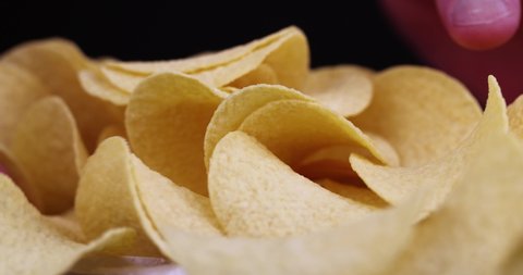 Take Crispy Potato Chips Fried Together Stock Footage Video (100% ...