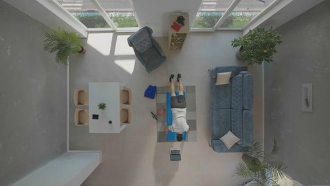 Sportsman Strengthening Muscles Top Down Man Stock Footage Video (100% ...