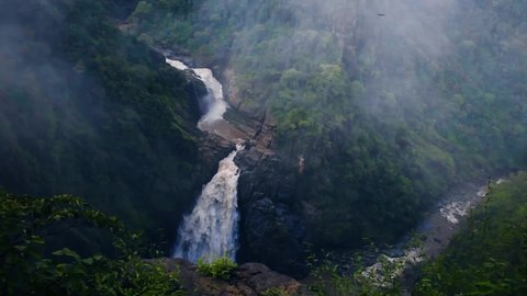 Areal Shot Beautiful Magod Waterfalls Rainforest Stock Footage Video ...