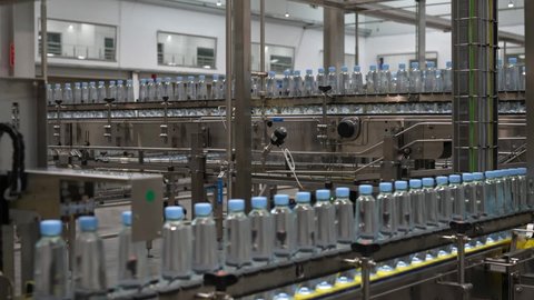 Water Factory Water Bottling Line Processing Stock Footage Video (100% ...