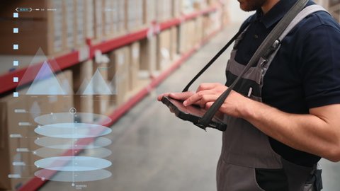 Storage Worker Uniform Warehouse Laptop Layers Stock Footage Video (100 ...