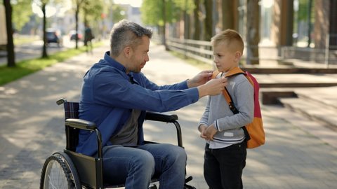 Disabled Father Tells His Son Story Stock Footage Video 100 Royalty