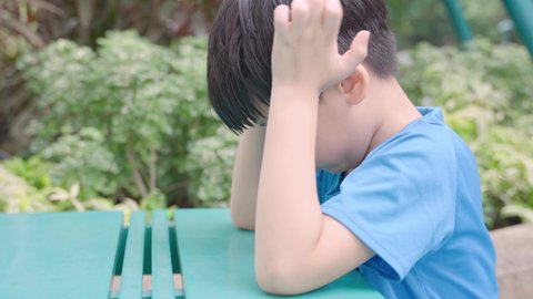 Close Asian Autistic Student Child Sit Stock Footage Video (100% ...