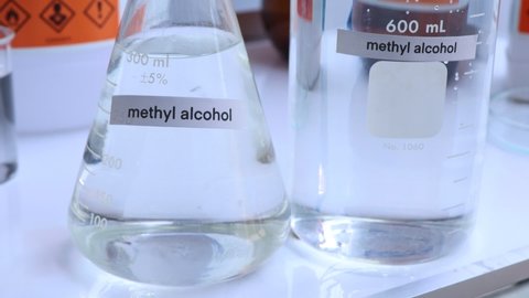 Methyl Alcohol Flammable Chemical Laboratory Industry Stock Footage ...