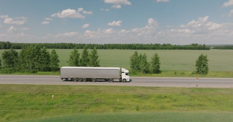One Semi Truck White Trailer Cab Stock Footage Video (100% Royalty-free ...