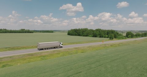 One Semi Truck White Trailer Cab Stock Footage Video (100% Royalty-free ...