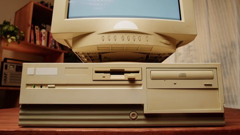 Using Diskette Old Computer Music Recorder Stock Footage Video (100% ...