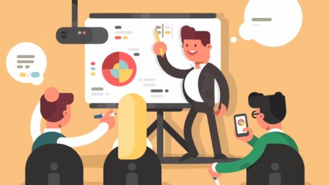 Animated Cartoon Business Meeting Clip Stock Footage Video (100% ...