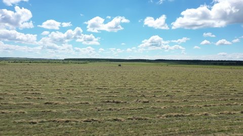 Flying Over Hay Field Towards Tiny Stock Footage Video (100% Royalty ...
