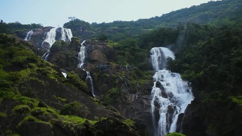 Beautiful Dudh Sagar Waterfall Full View Stock Footage Video (100% ...