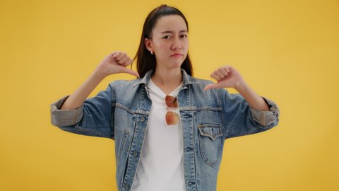 Disappointed Asian Woman Standing Looking Camera Stock Footage Video ...