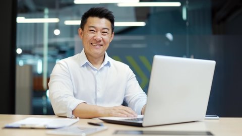 Portrait Happy Asian Male Employee Businessman Stock Footage Video (100 ...