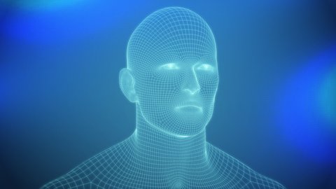 3d Rotating Human Head Mesh Binary Stock Footage Video (100% Royalty ...