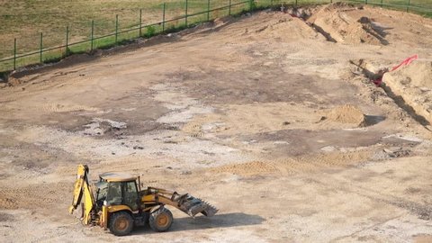 Bulldozer Raised Bucket Rides On Construction Stock Footage Video (100% ...