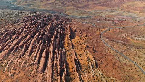 Aerial View Red Rocky Spires Natural Stock Footage Video (100% Royalty ...