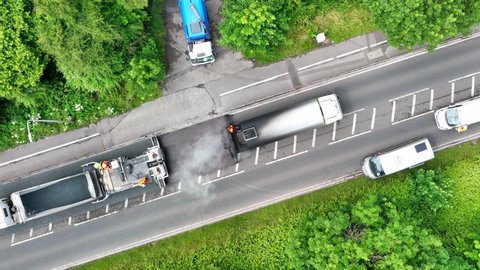 Micro Asphalt Road Resurfacing Process Aerial Stock Footage Video (100% ...