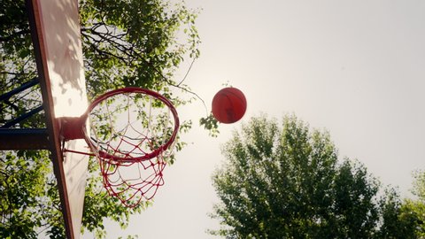 Basketball Falling Through Hoop Beautiful Natural Stock Footage Video ...
